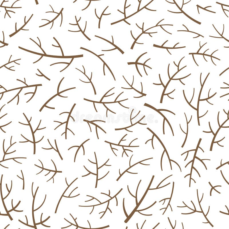 Seamless Pattern with Tree Branch Silhouettes Over White Background ...