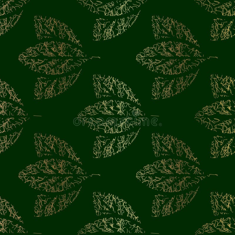 Seamless Pattern with Tree Golden Curles on Leaves Stock Vector ...