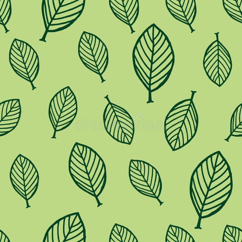 Seamless Pattern with Tree Leaves Stock Vector - Illustration of plant ...