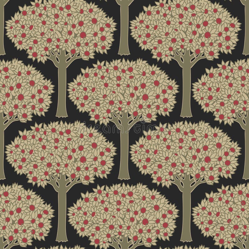 Seamless Pattern with Trees Stock Vector - Illustration of green ...