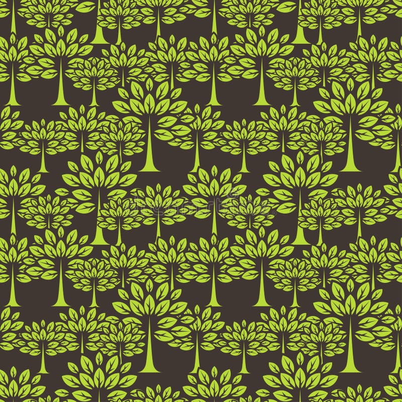 Seamless Pattern with Trees Stock Vector - Illustration of garden ...