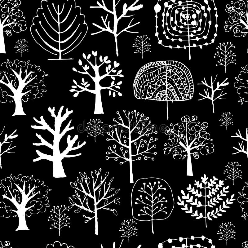 Seamless Pattern with Trees, Sketch for Your Stock Vector ...