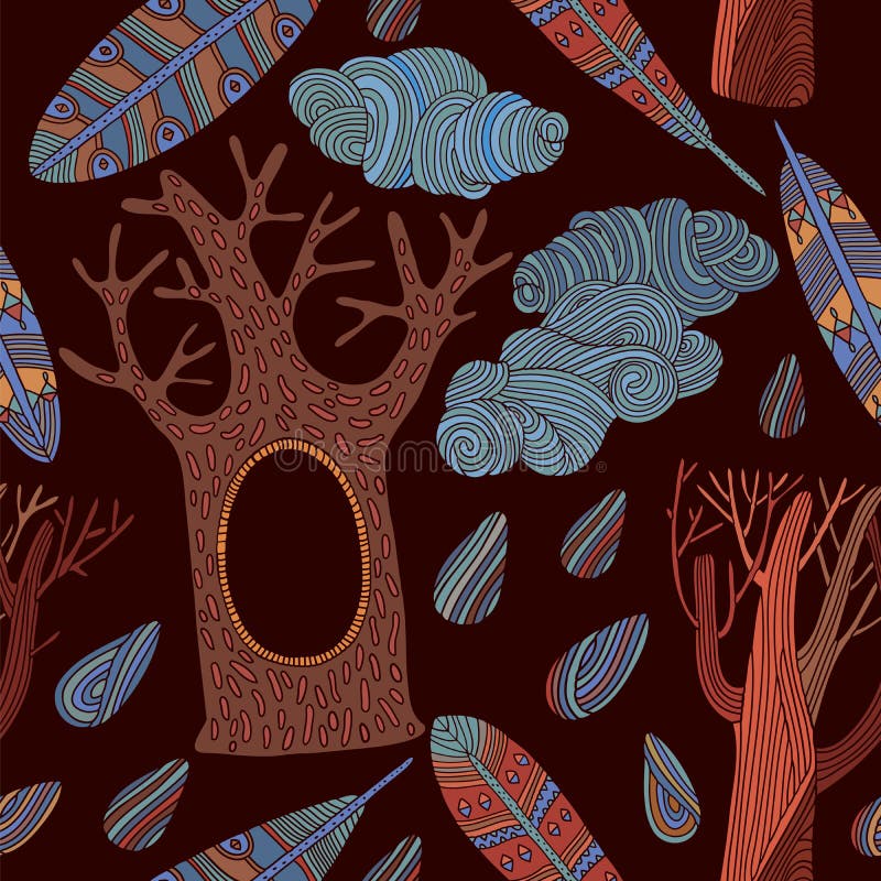 Seamless Pattern with Trees Stock Vector - Illustration of beautiful ...