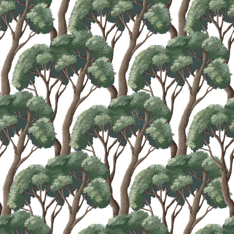 Seamless Pattern with Trees. Vector Interior Print. Stock Vector ...