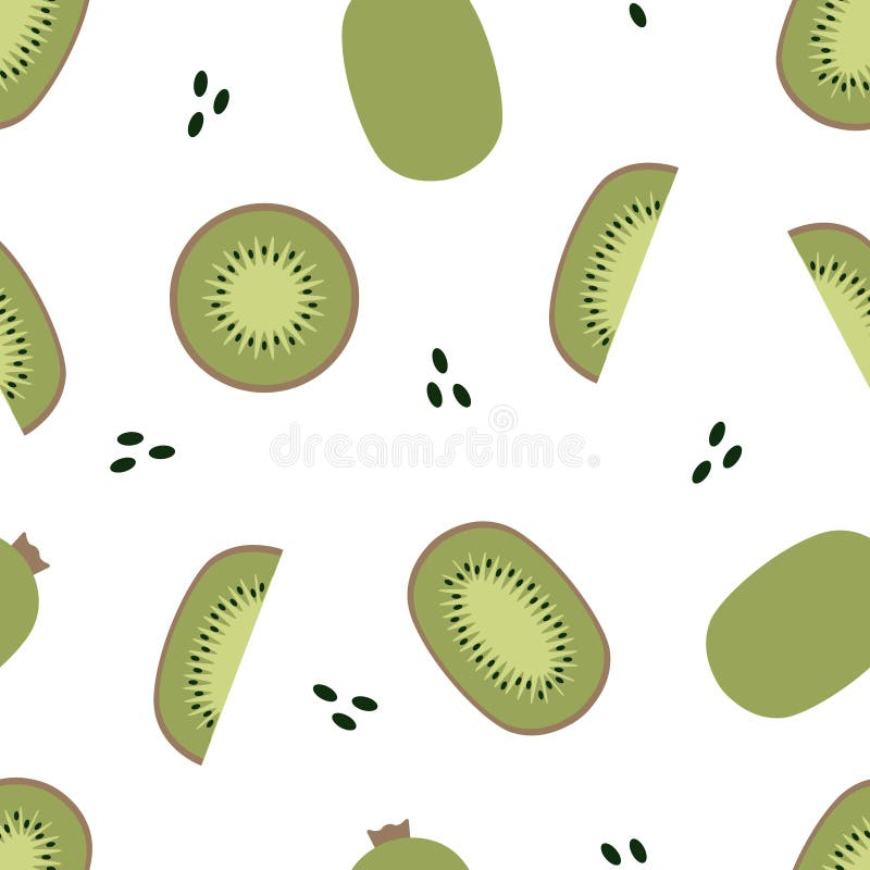 Seamless Pattern of Trendy Kiwi for Print, Fabric in Flat Style Stock ...