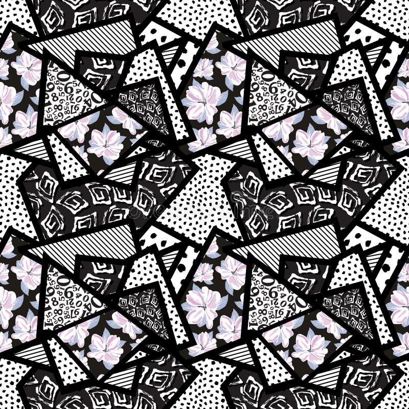 Seamless Pattern of Triangles Flowers Stock Vector - Illustration of ...