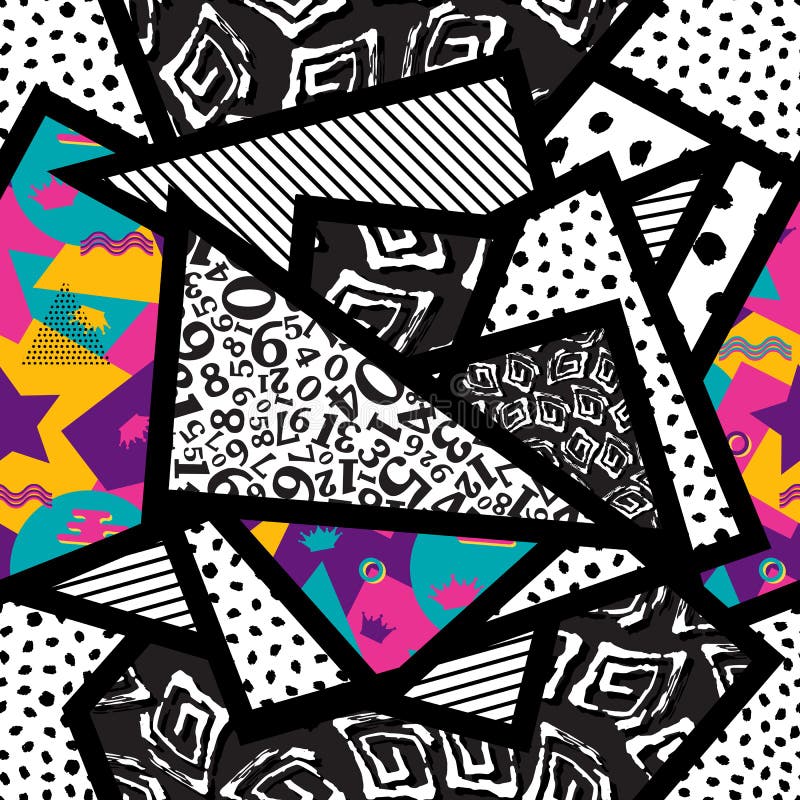 Seamless Pattern of Triangles Memphis Stock Illustration - Illustration ...