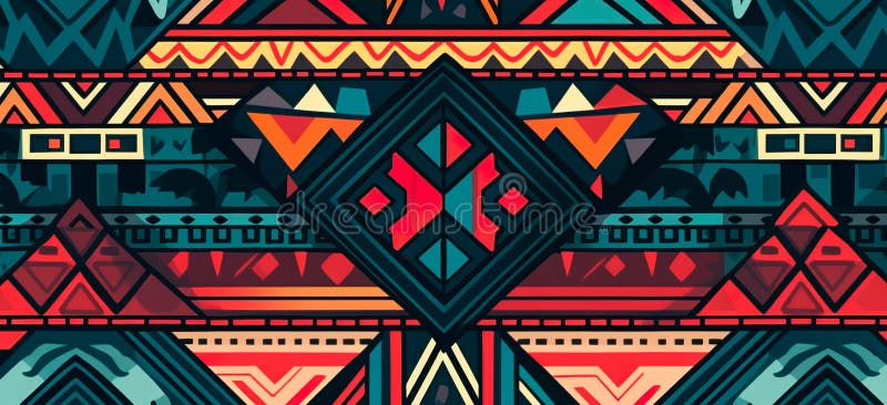 Seamless Pattern with a Tribal-inspired Design, Featuring Geometric ...