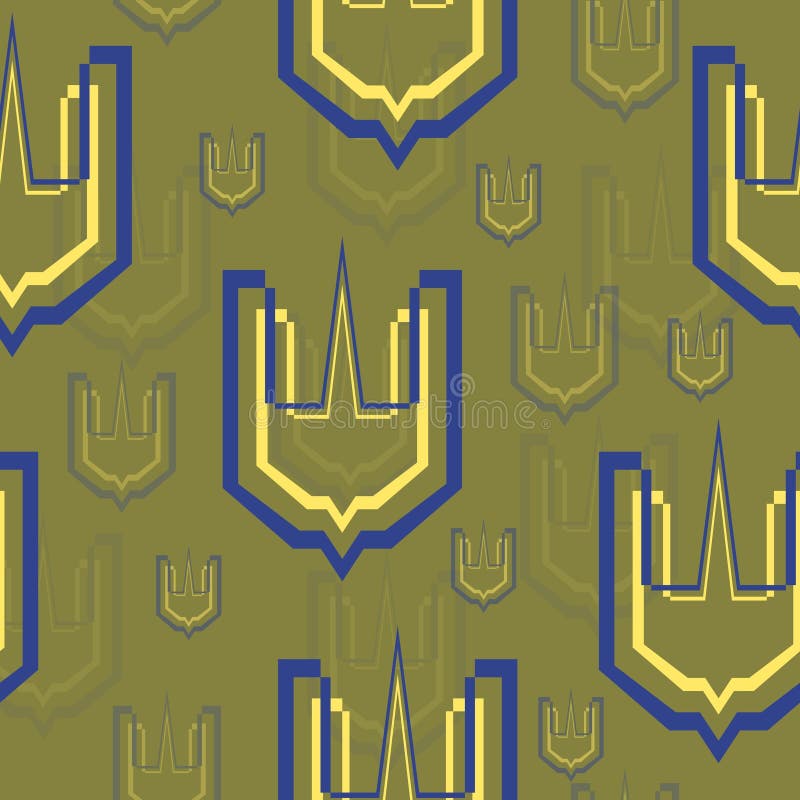 Seamless Pattern. Trident Emblem on the Shield. Symbol of the Army of ...