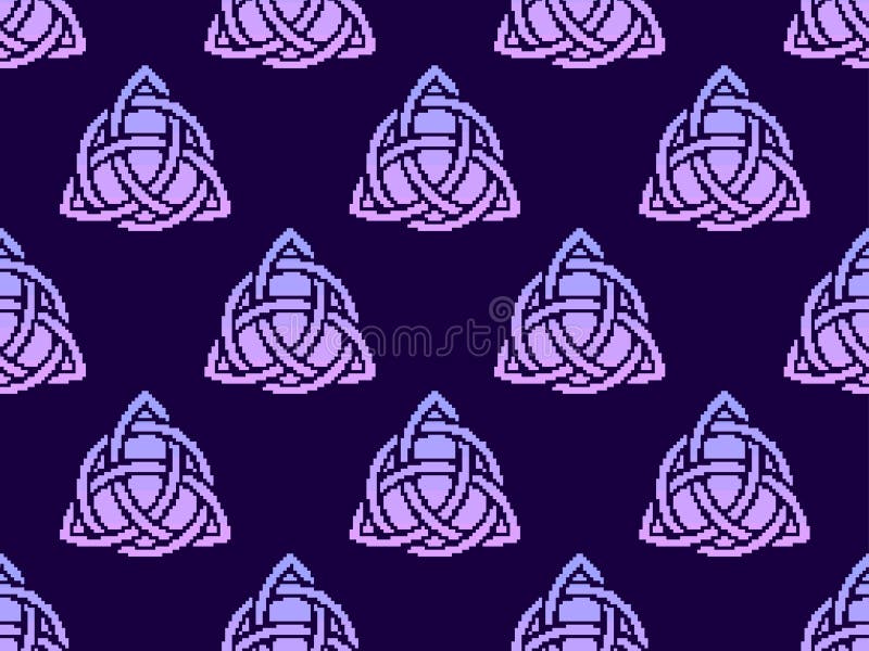 Seamless Pattern with Triquetra in Pixel Art Style. Pixelated Triquetra ...