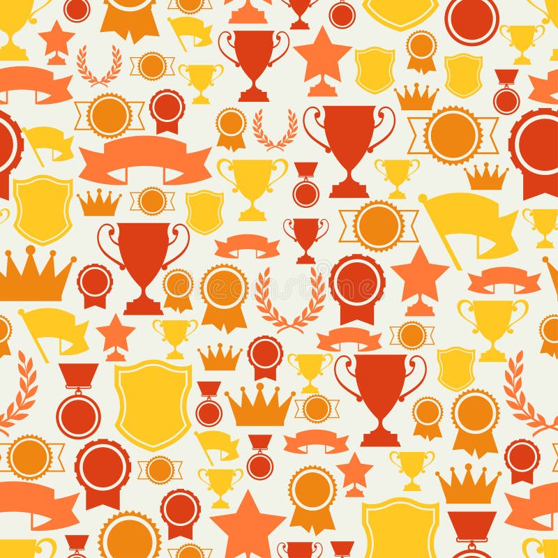 Seamless Pattern with Trophy and Awards Stock Vector - Illustration of ...
