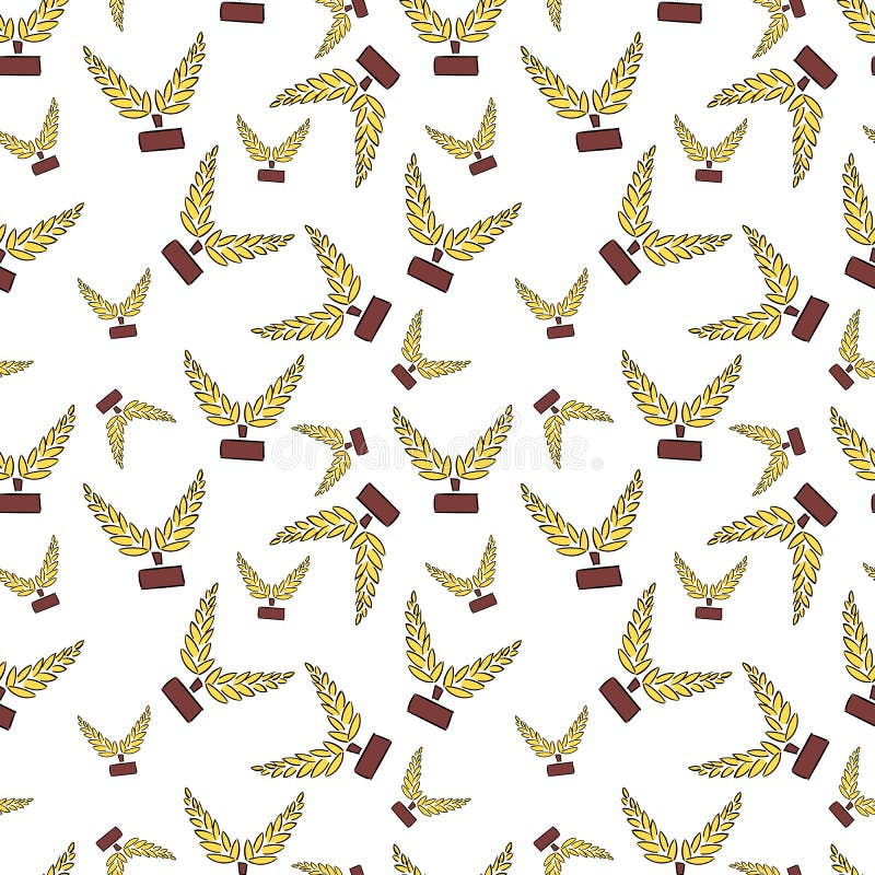 Seamless Pattern with Trophy and Awards. Stock Vector - Illustration of ...