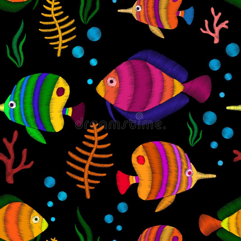 Seamless Pattern With Tropical Fish. Stock Vector - Illustration of ...