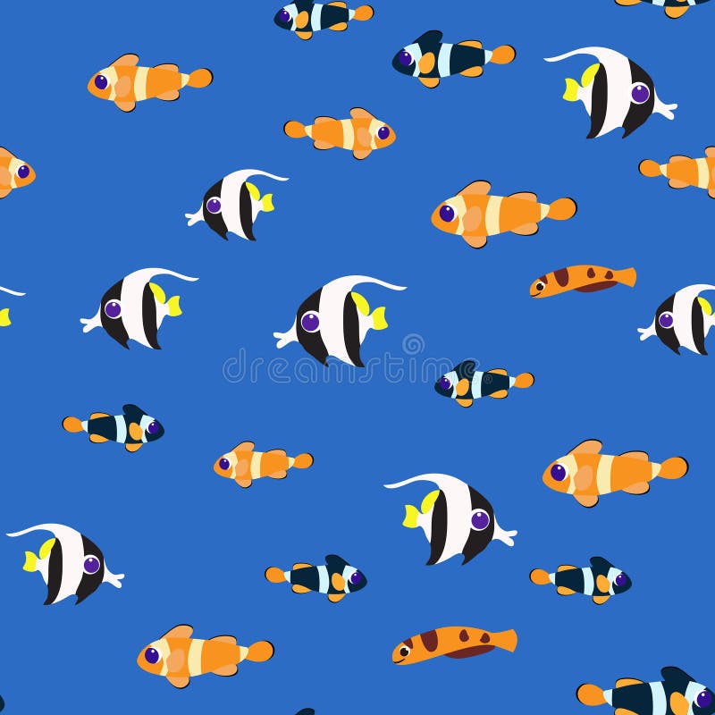Seamless Pattern Tropical Fish Swim Underwater. Pattern for Textiles ...