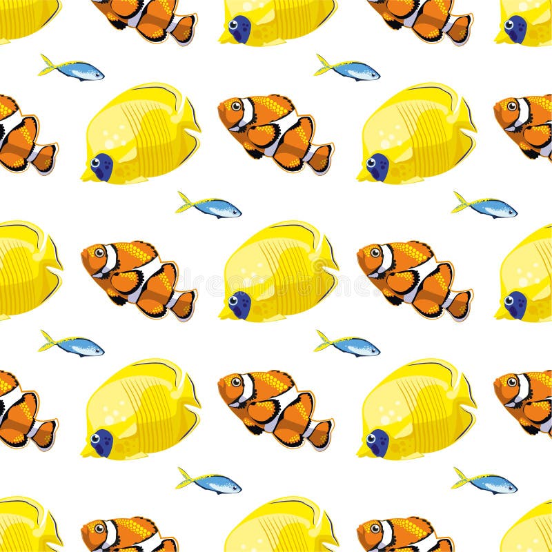Seamless Pattern with Tropical Fish Stock Vector - Illustration of ...