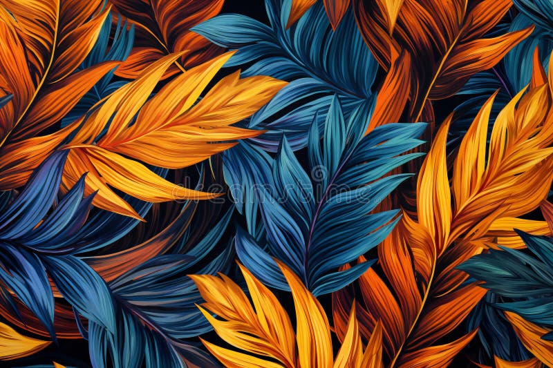 Seamless Pattern With Tropical Leaves Exotic Floral Background Stock