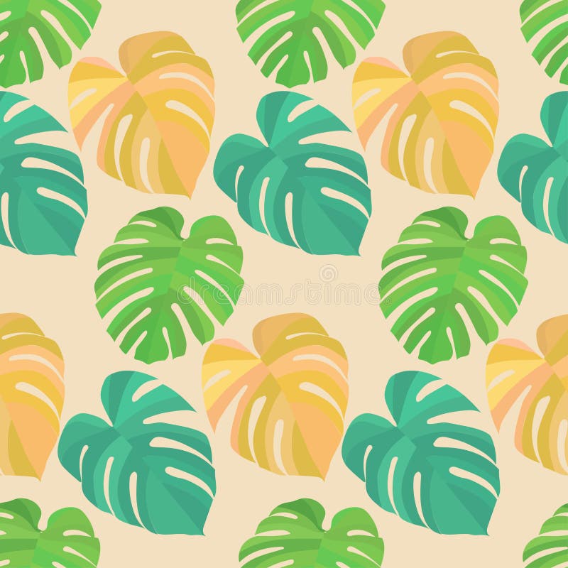 Seamless Pattern with Tropical Leaves of Monstera Stock Vector ...