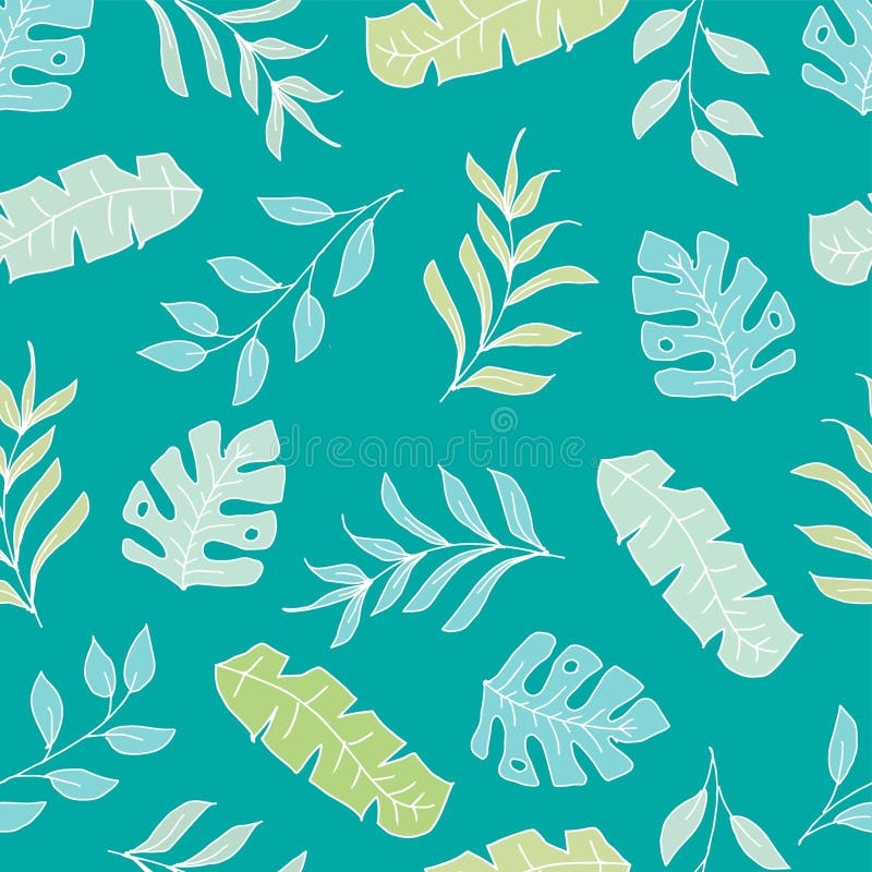 Seamless Pattern with Tropical Leaves. Stock Vector - Illustration of ...
