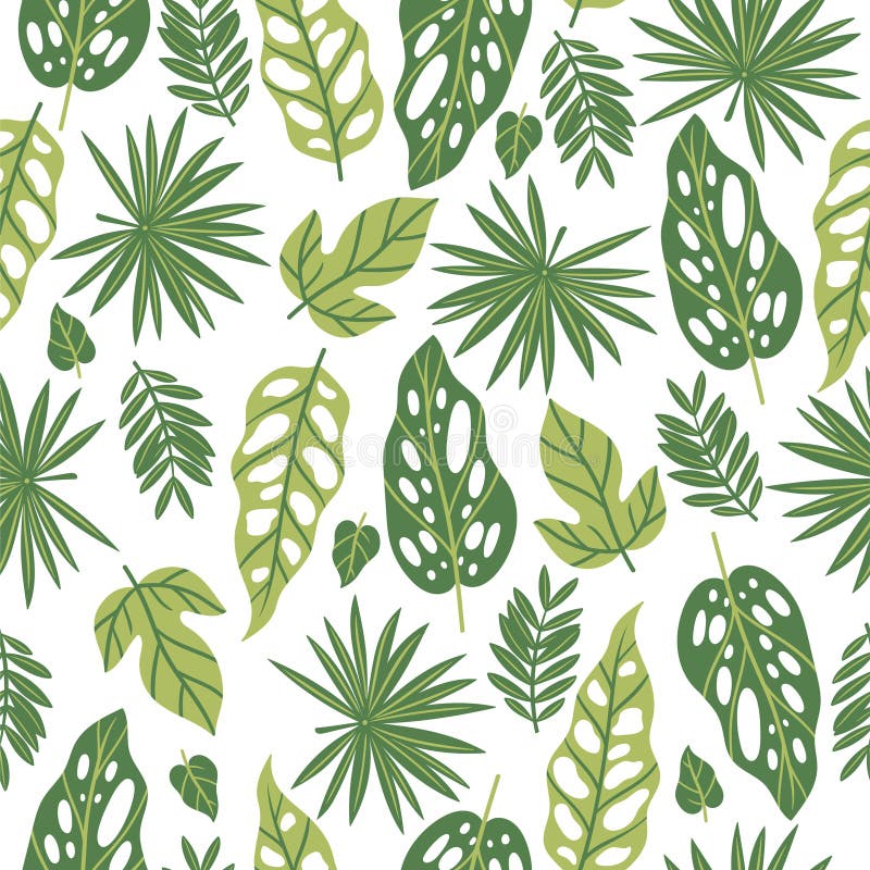 Seamless Pattern with Tropical Leaves. Vector Graphics Stock Vector ...