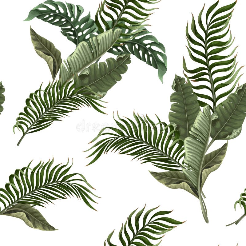 Tropical White Seamless Pattern Stock Illustrations – 126,037 Tropical ...