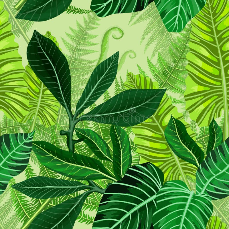 Seamless Pattern with Tropical Palm Leaves Stock Vector - Illustration ...