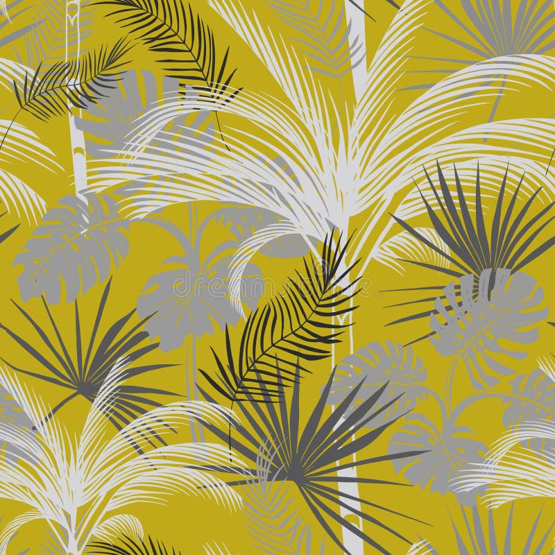 Seamless Pattern with Tropical Palms in Two Colors for Unisex Surface ...