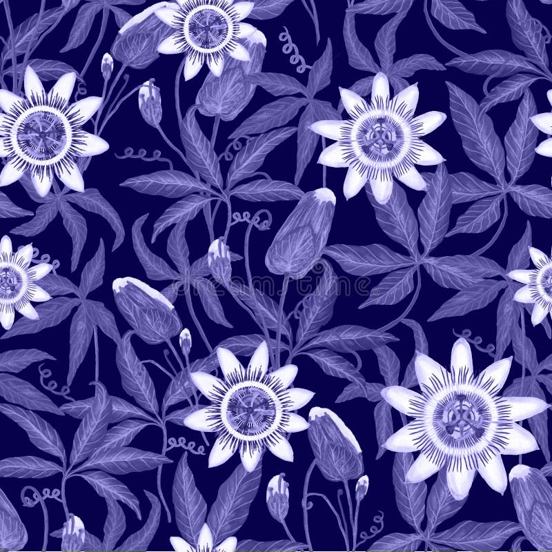 Seamless Pattern with Tropical Passion Flowers Stock Illustration ...