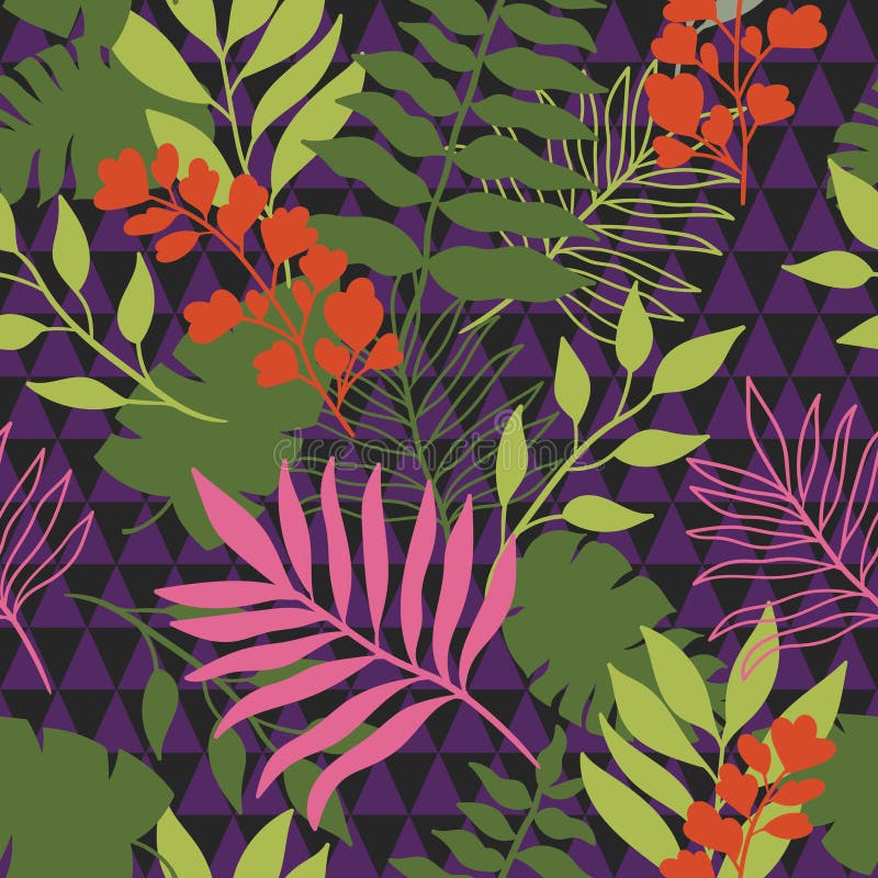 Seamless Pattern with Tropical Plants Stock Vector - Illustration of ...