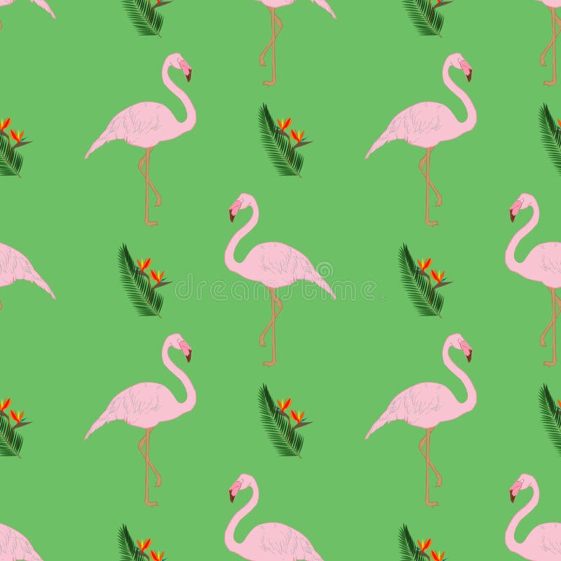 Seamless Pattern. Tropical Sheets, Exotic African Birds and Flow Stock ...