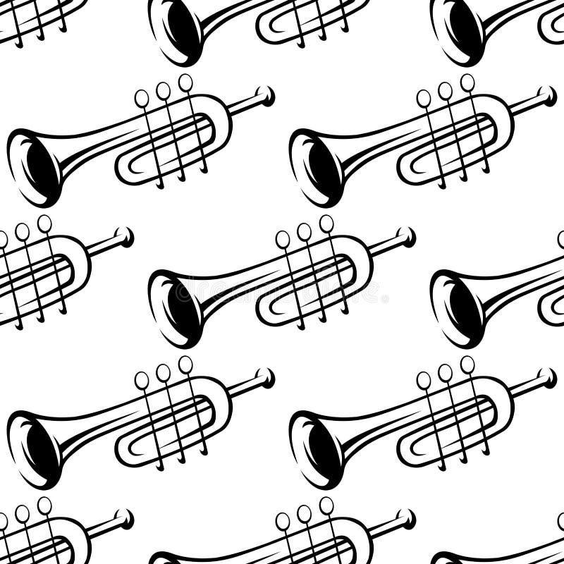 Seamless Pattern of Trumpets Stock Vector - Illustration of graphic ...