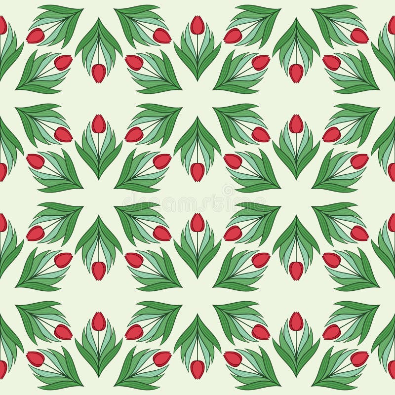 Seamless Pattern with Tulips in Flat Modern Style. Design from Multi ...