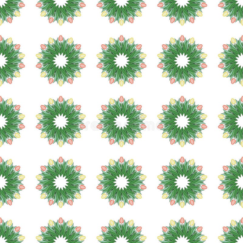 Seamless Pattern with Tulips in Flat Modern Style. Design from Multi ...