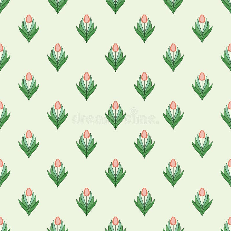 Seamless Pattern with Tulips in Flat Modern Style. Design from Multi ...
