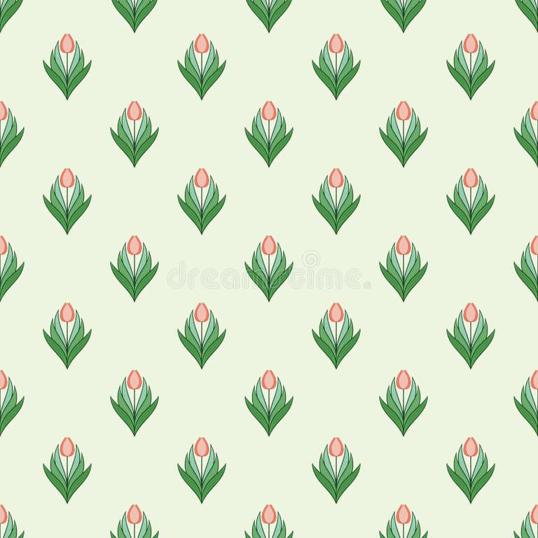 Seamless Pattern with Tulips in Flat Modern Style. Design from Multi ...