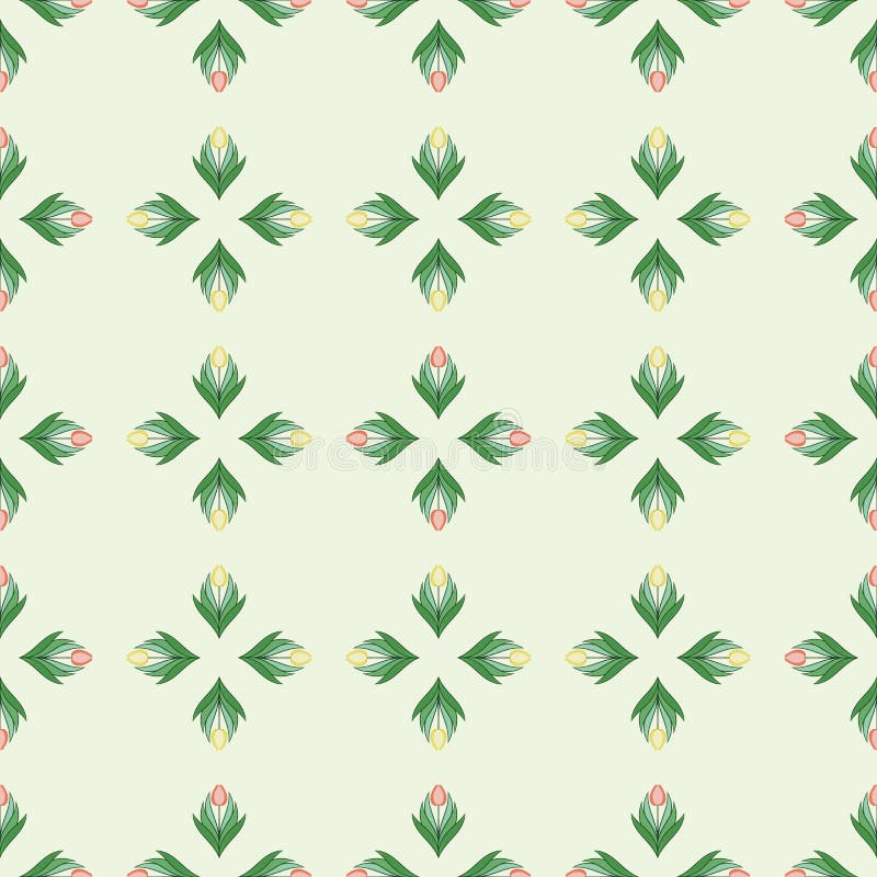 Seamless Pattern with Tulips in Flat Modern Style. Design from Multi ...