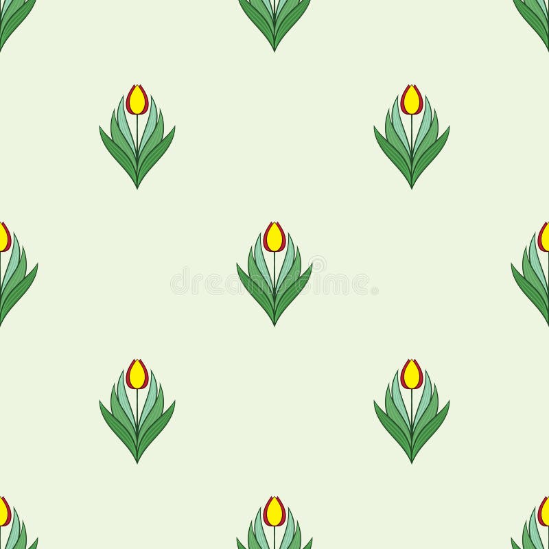 Seamless Pattern with Tulips in Flat Modern Style. Design from Multi ...