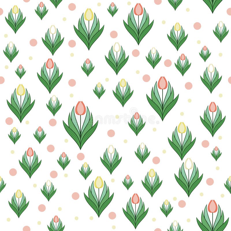 Seamless Pattern with Tulips in Flat Modern Style. Design from Multi ...