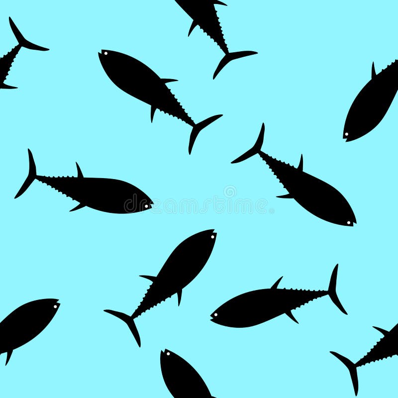 Seamless Pattern with Tuna Fish Stock Vector - Illustration of cool ...