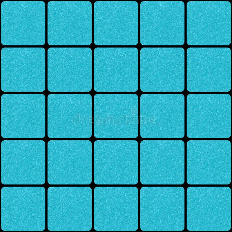 Seamless Pattern: Turquoise Color Shiny Rounded Square Tiles on Black ...