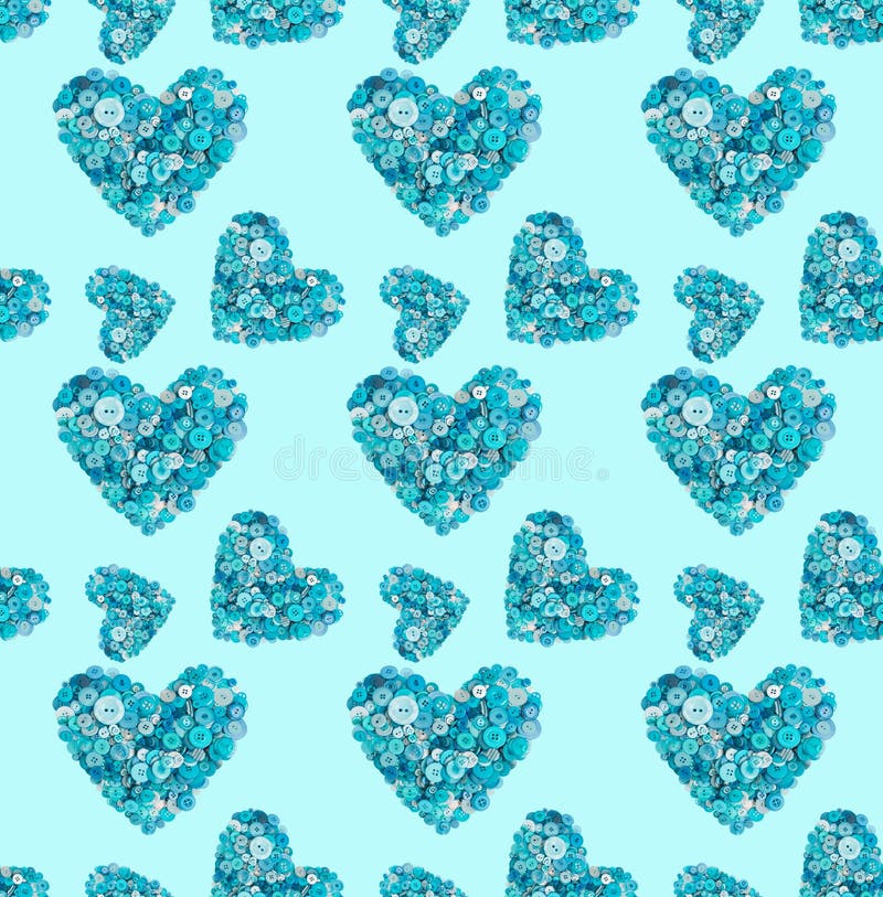 Seamless Pattern of Turquoise Heart Made of Buttons Stock Illustration ...