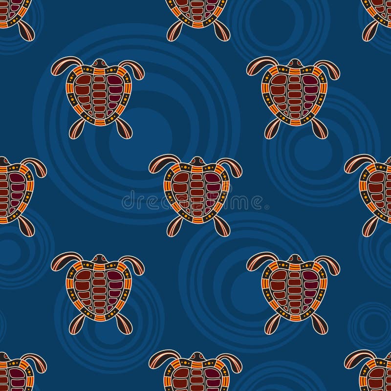 Seamless Pattern of Turtles. Australian Art. Stock Vector ...