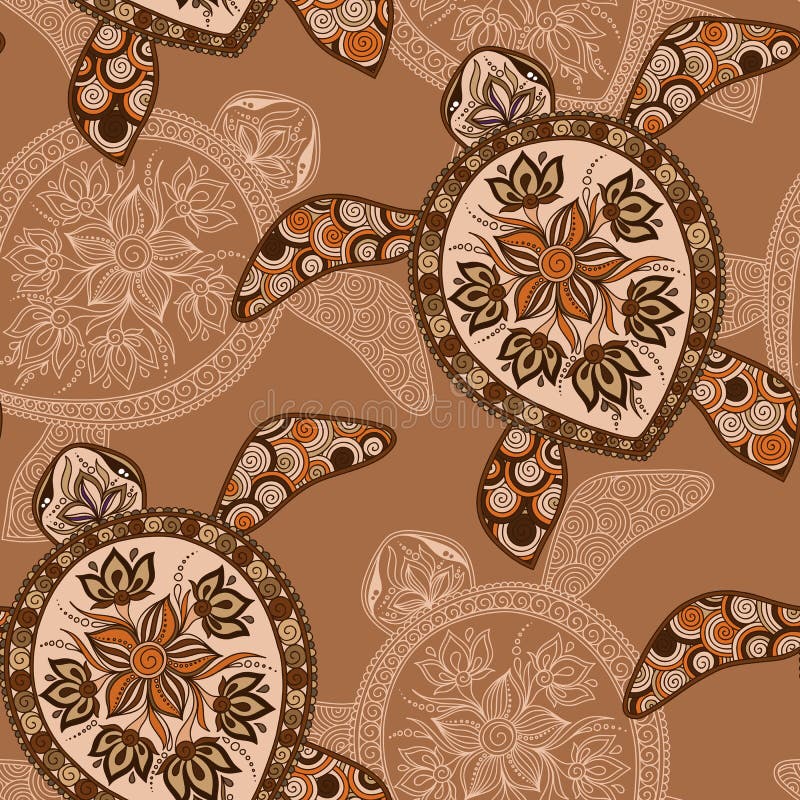 Seamless Pattern With Turtles. Seamless Pattern Can Be Used For Stock ...