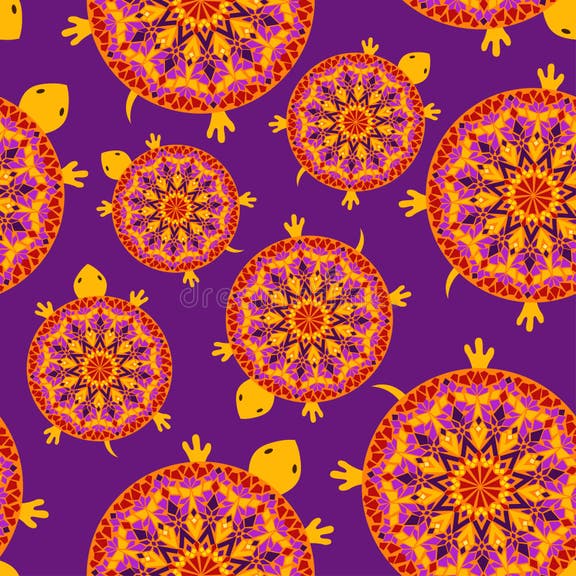 Seamless Pattern of Turtles Stock Vector - Illustration of morocco ...