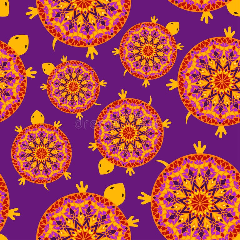 Seamless Pattern of Turtles Stock Vector - Illustration of morocco ...