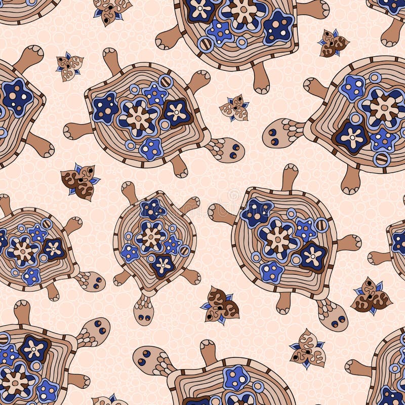 Seamless Pattern of Turtles. Stock Vector - Illustration of backdrop ...
