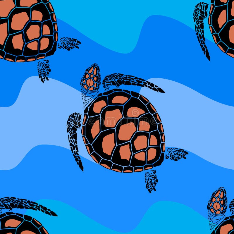 Seamless Pattern from Turtles Stock Vector - Illustration of islands ...