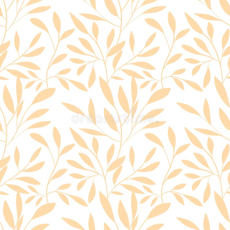 Seamless Pattern with Twigs and Leaves. Botany Pattern. Beige Background. Background with ...