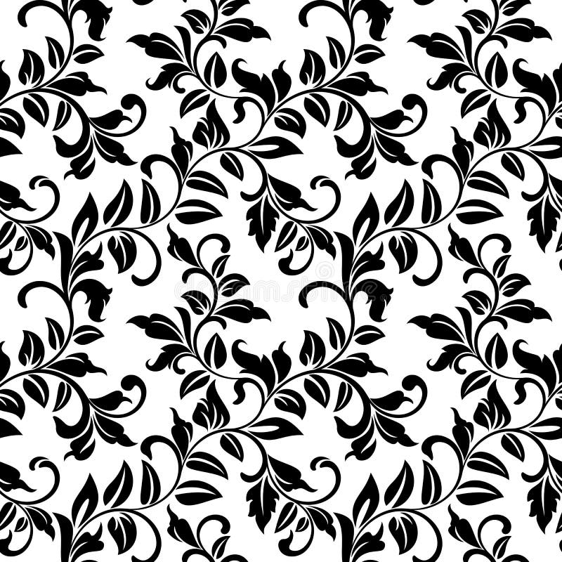Seamless Pattern with Twisted Branches with Leaves Stock Vector ...