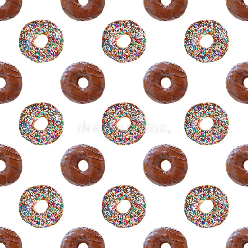 Seamless Pattern of Two Types of Delectable Chocolate Glazed Donuts on ...