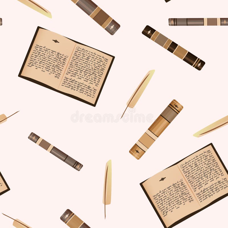 Seamless Pattern with Typewriters, Sheets of Paper, Elements of Writing ...